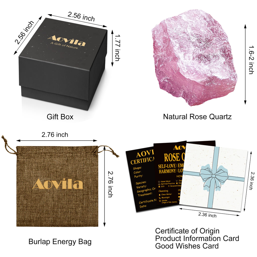 AOVILA Natural Rose Quartz Raw Crystals 1.6-2"
